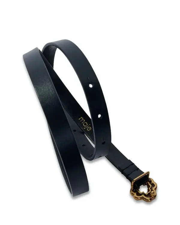 Maje Leather Waist Belt - Black