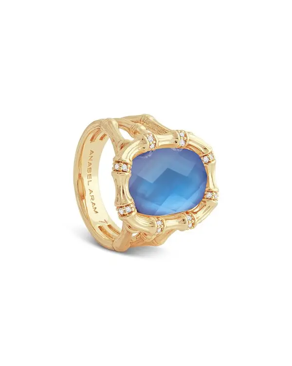 ANABEL ARAM Bamboo Stone Ring - Blue