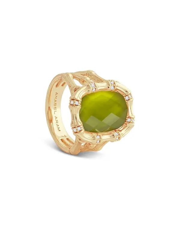 ANABEL ARAM Bamboo Stone Ring - Green