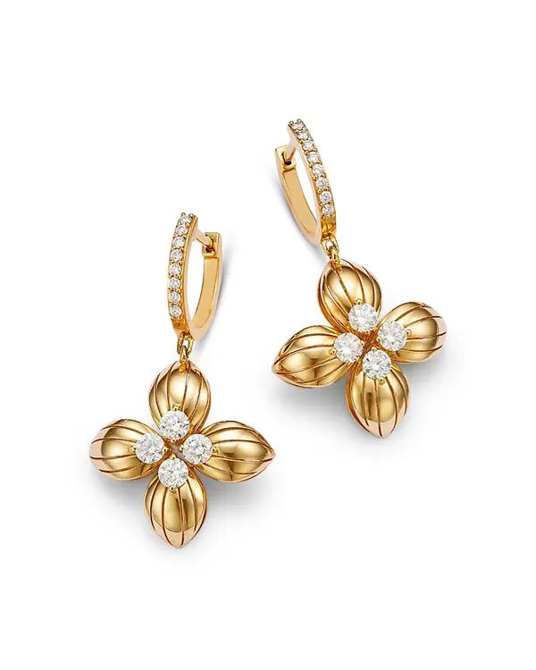 Roberto Coin 18k Yellow Love In Verona Diamond Flower Drop Earrings - Gold