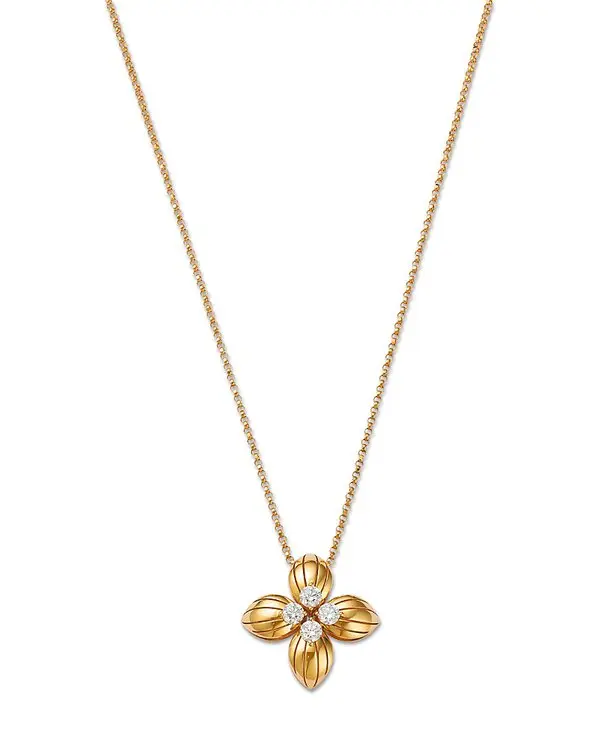 Roberto Coin 18k Yellow Love In Verona Diamond Flower Pendant Necklace - Gold
