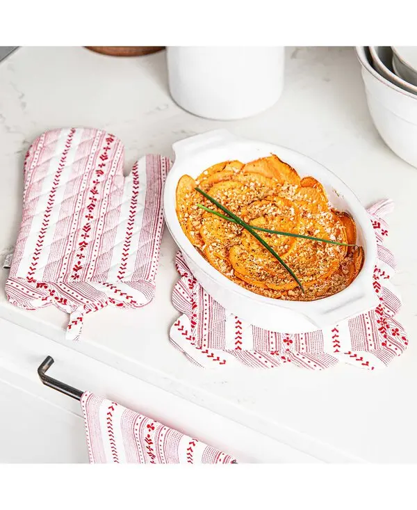 JULISKA Villa Stripe Oven Mitt And Pot Holder Set Of 2