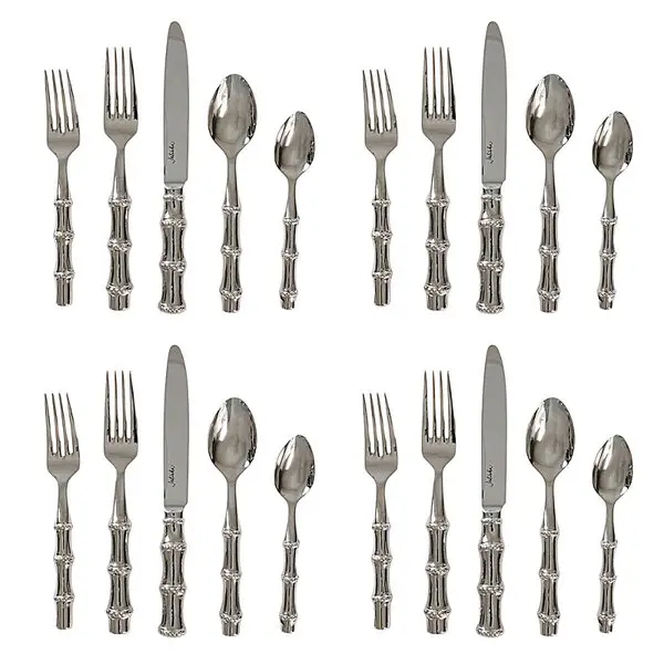 JULISKA Bamboo 20 Piece Flatware Set, Polished - Silver