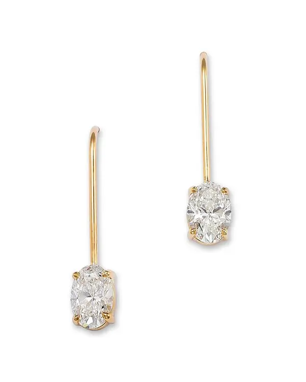 MOON & MEADOW 14k Yellow Lab Grown Diamond Oval Drop Earrings - Gold