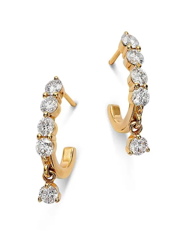 MOON & MEADOW 14k Yellow Lab Grown Diamond Dangle Hoop Earrings - Gold