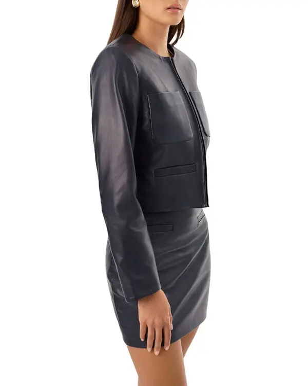 LAMARQUE Linette Leather Jacket - Navy