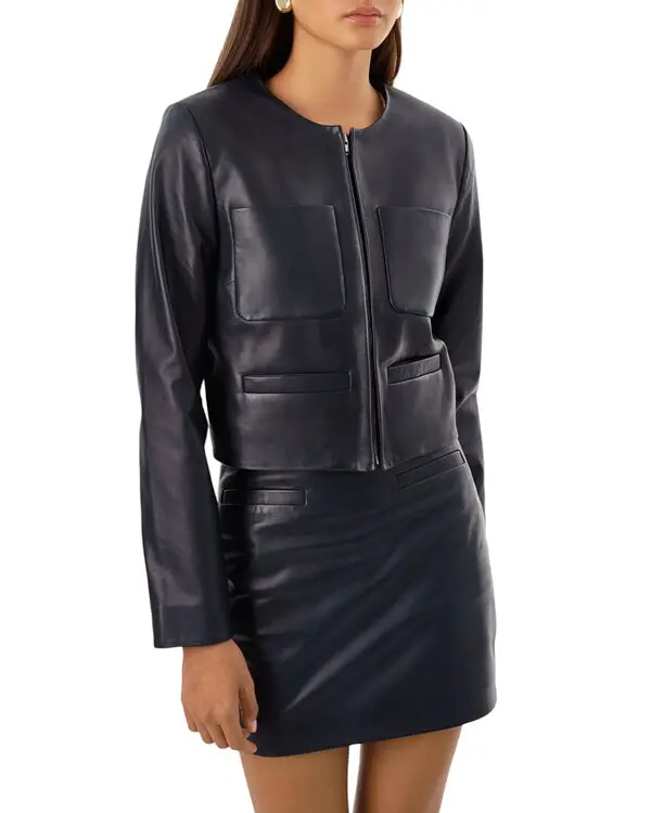 LAMARQUE Linette Leather Jacket - Navy