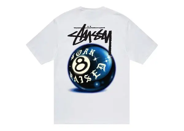StÜssy Born X Raised 8 Ball Tee Shirt - White