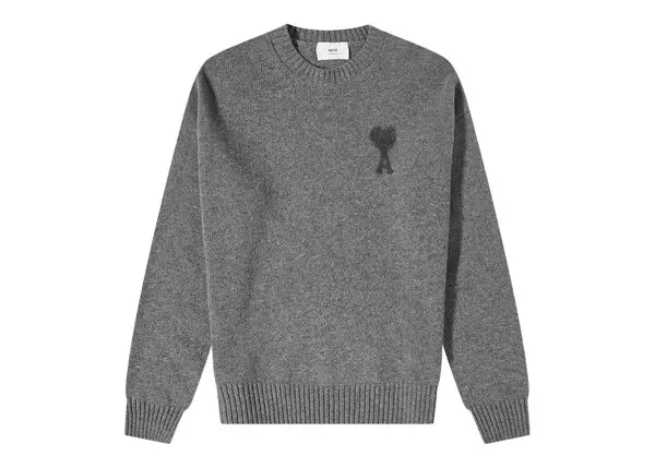 Ami Cotton Knit Crewneck Sweatshirt - Heather Grey