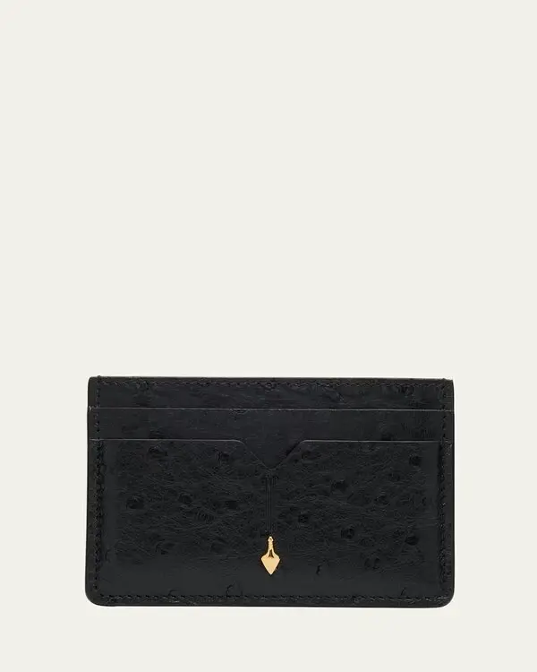 JACQUES MARIE MAGE Theodore Ostrich Card Case - Black