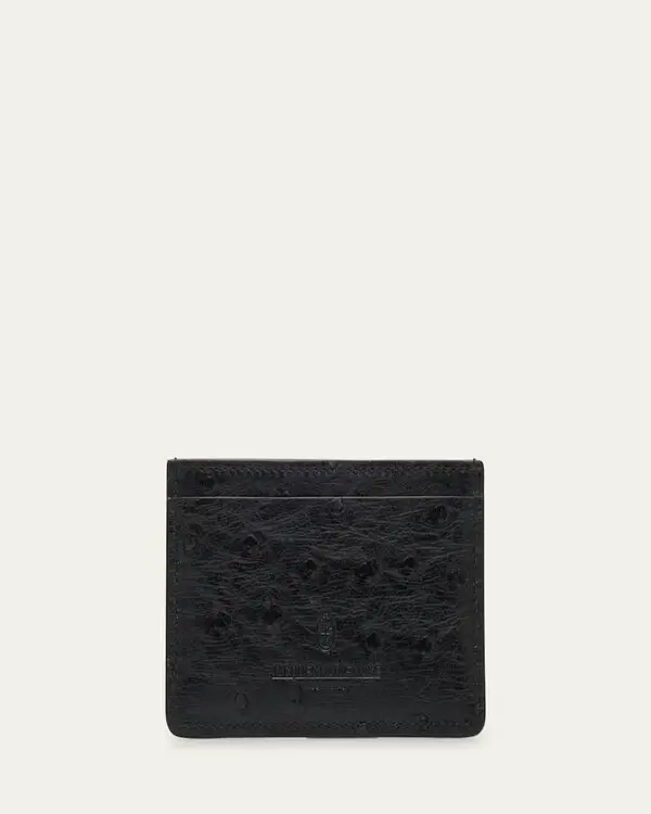 JACQUES MARIE MAGE Theodore Ostrich Card Case - Black