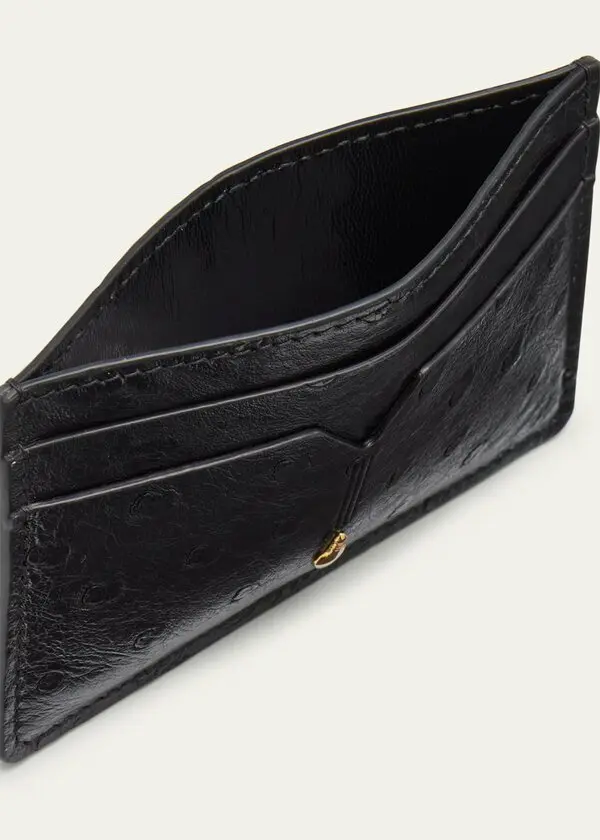 JACQUES MARIE MAGE Theodore Ostrich Card Case - Black