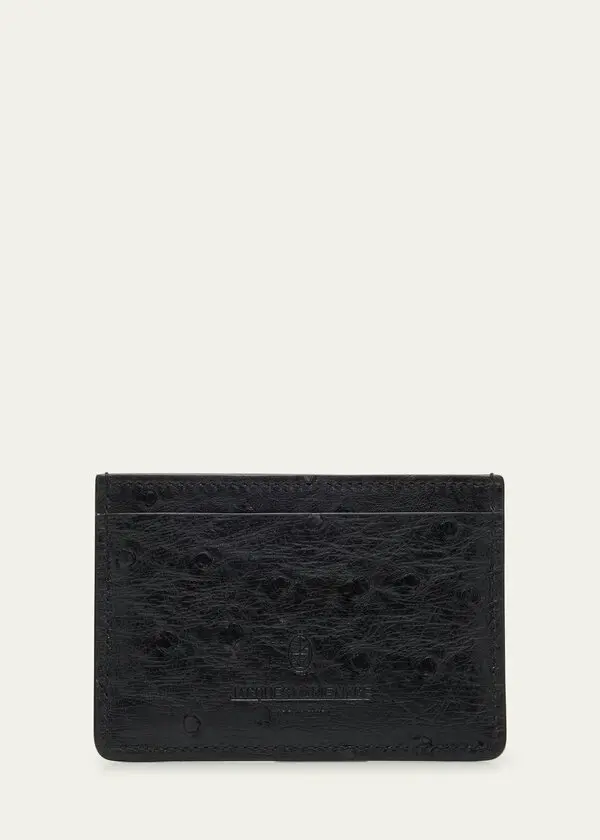 JACQUES MARIE MAGE Theodore Ostrich Card Case - Black