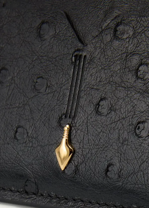 JACQUES MARIE MAGE Theodore Ostrich Card Case - Black