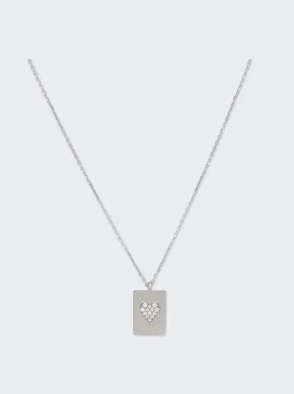 MYSTERYJOY Heart Charm Chain Necklace - White Gold