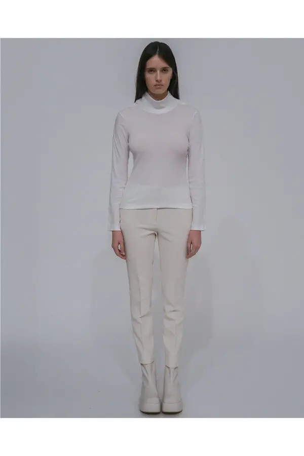Rosetta Getty Snap Turtleneck Top - White
