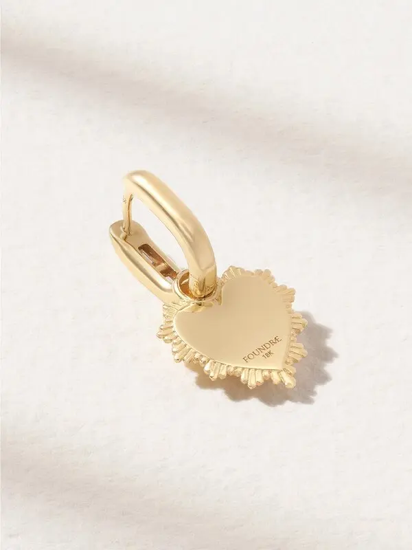 FOUNDRAE Heart Pave Initial Baguette Diamond Earring