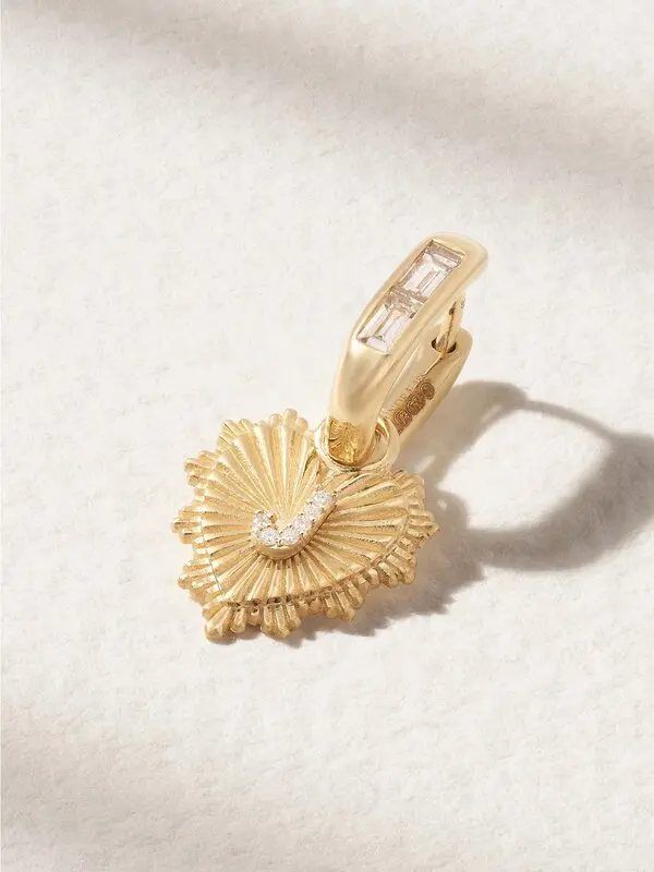 FOUNDRAE Heart Pave Initial Baguette Diamond Earring