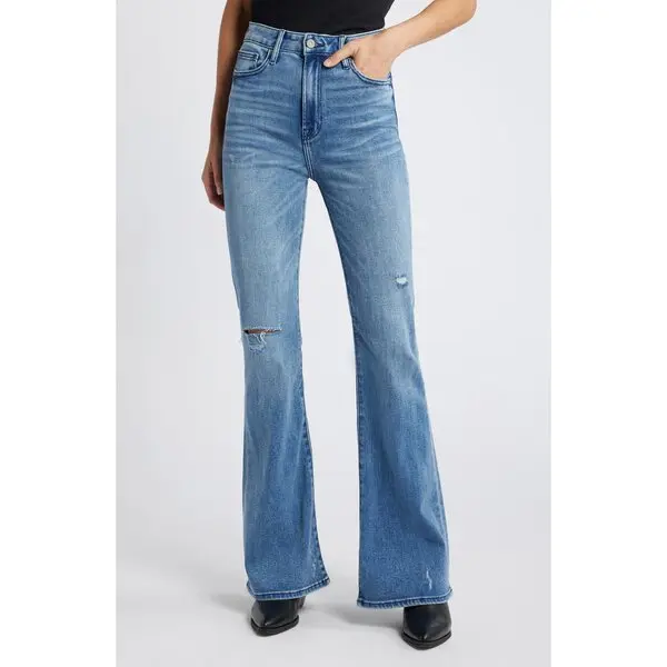 HIDDEN JEANS Ripped High-waist Flare Jeans