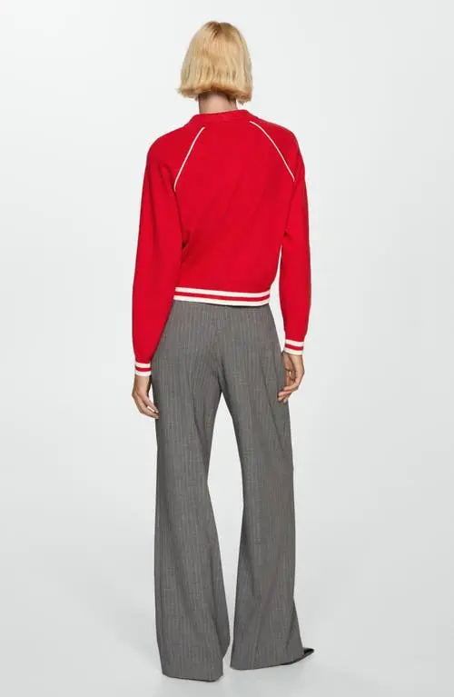 Mango Varsity Stripe Trim Polo Sweater