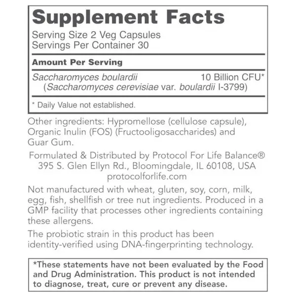 PROTOCOL FOR LIFE BALANCE Protocol Saccharomyces Boulardii 60 Capsules