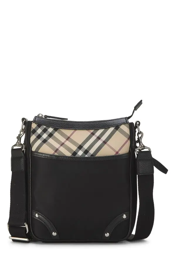 Burberry House Check Nylon Vertical Messenger - Black
