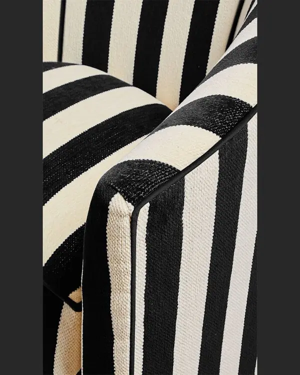 MACKENZIE-CHILDS Marquee Black Stripe Chenille Swivel Chair