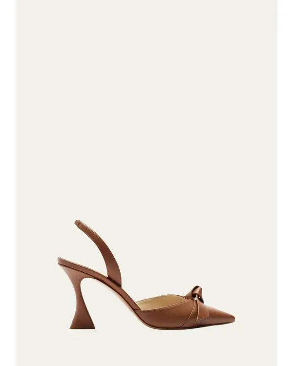 ALEXANDRE BIRMAN Clarita Bell Leather Bow Slingback Pumps - Espresso