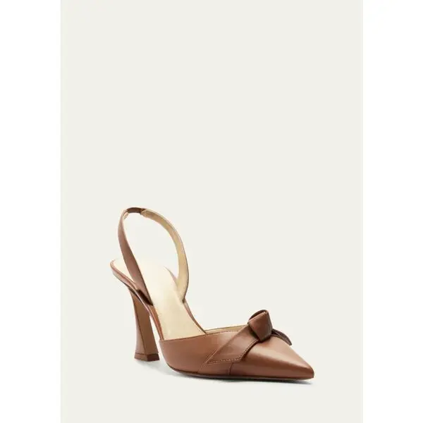 ALEXANDRE BIRMAN Clarita Bell Leather Bow Slingback Pumps - Espresso