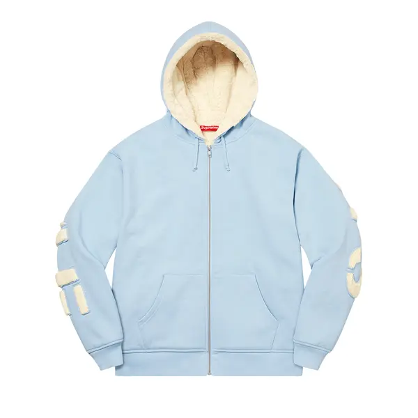 Supreme Faux Fur Lined Zip Up Hooded Sweatshirt - Blue | Editorialist