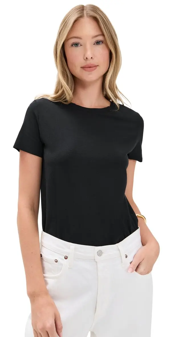 Commando Essential Cotton Tee Thong Bodysuit - Black