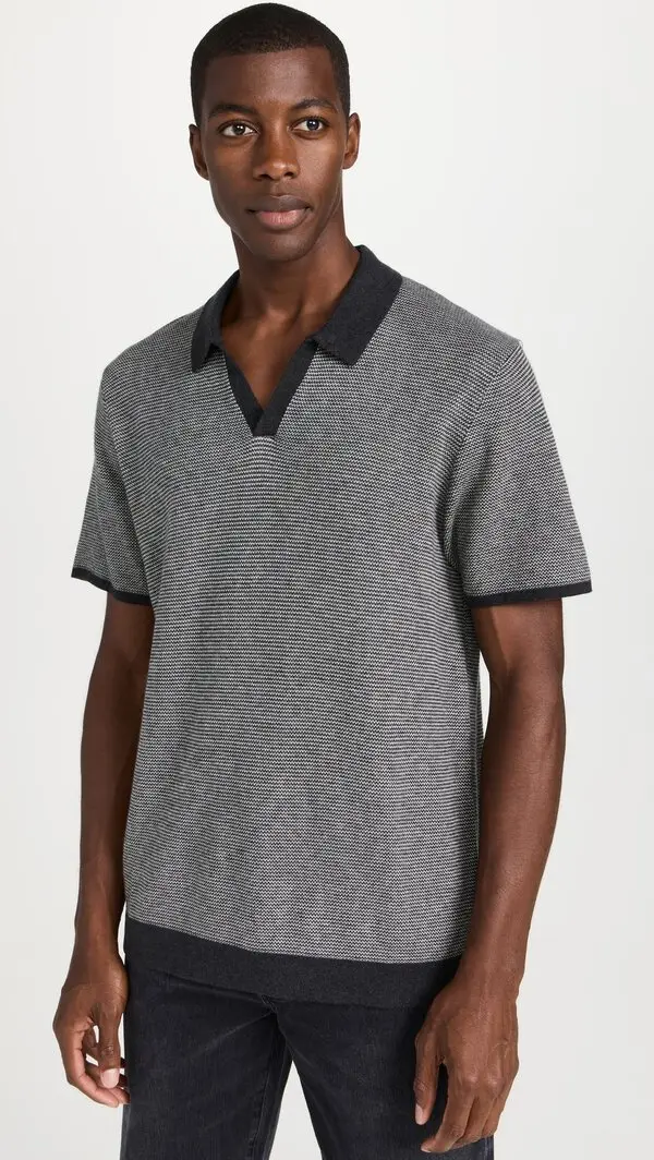 Marine Layer Liam Sweater Polo - Charcoal