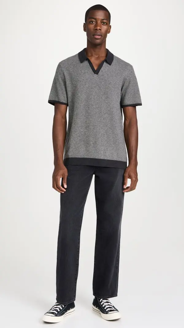 Marine Layer Liam Sweater Polo - Charcoal