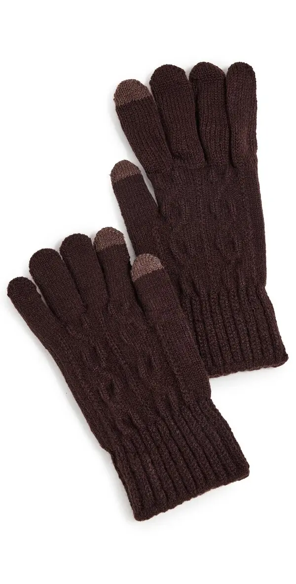 Hat Attack Cable Knit Touchscreen Gloves - Chocolate