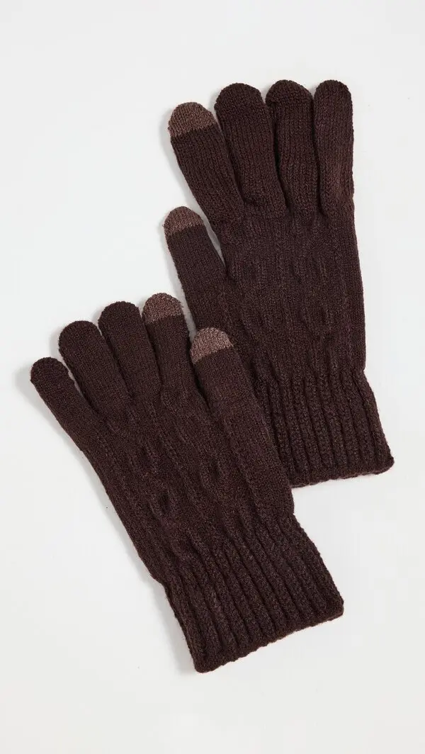 Hat Attack Cable Knit Touchscreen Gloves - Chocolate