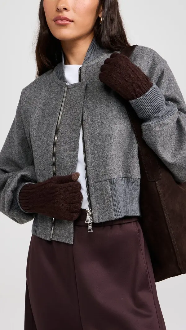 Hat Attack Cable Knit Touchscreen Gloves - Chocolate
