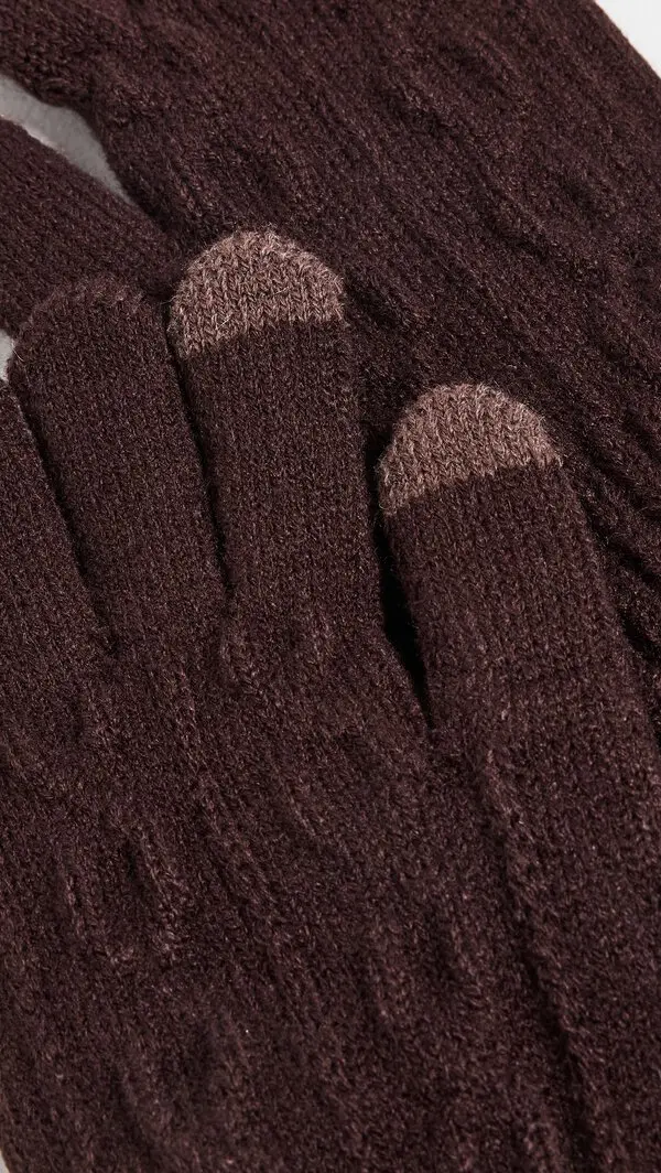 Hat Attack Cable Knit Touchscreen Gloves - Chocolate