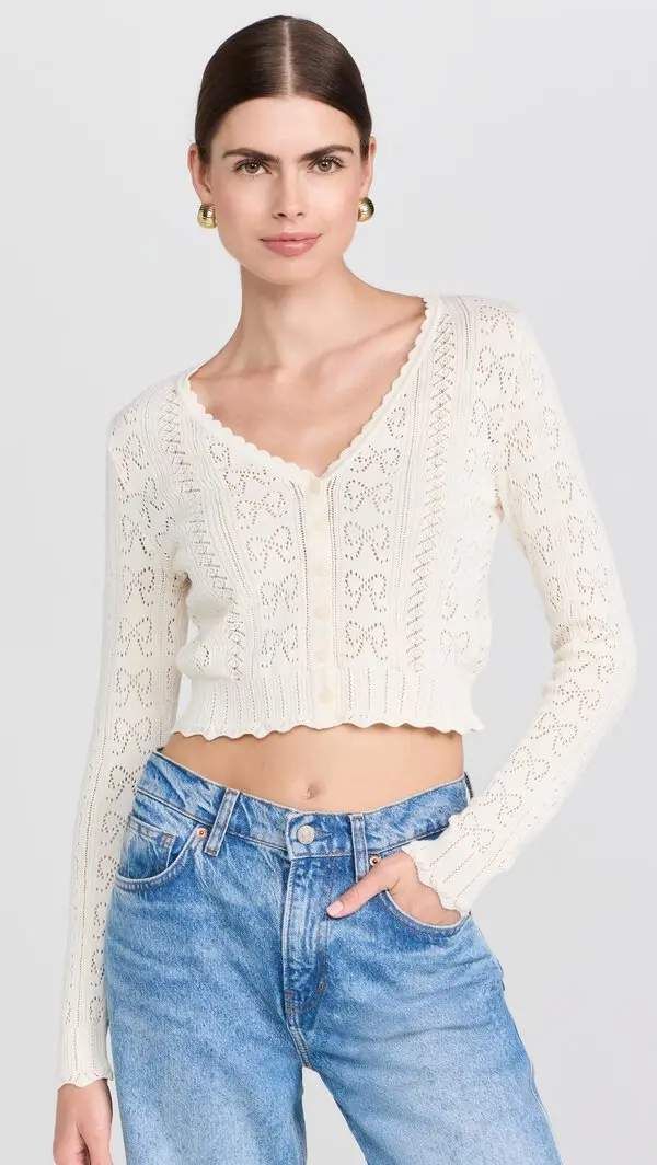 LoveShackFancy Petra Cardigan - Ivory