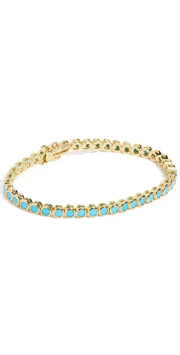 BY ADINA EDEN Cz Bezel Tennis Bracelet - Turquoise