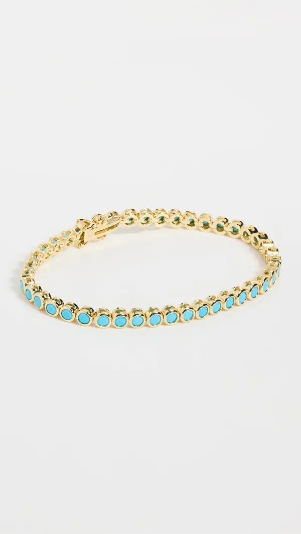 ADINA EDEN Cz Bezel Tennis Bracelet - Turquoise