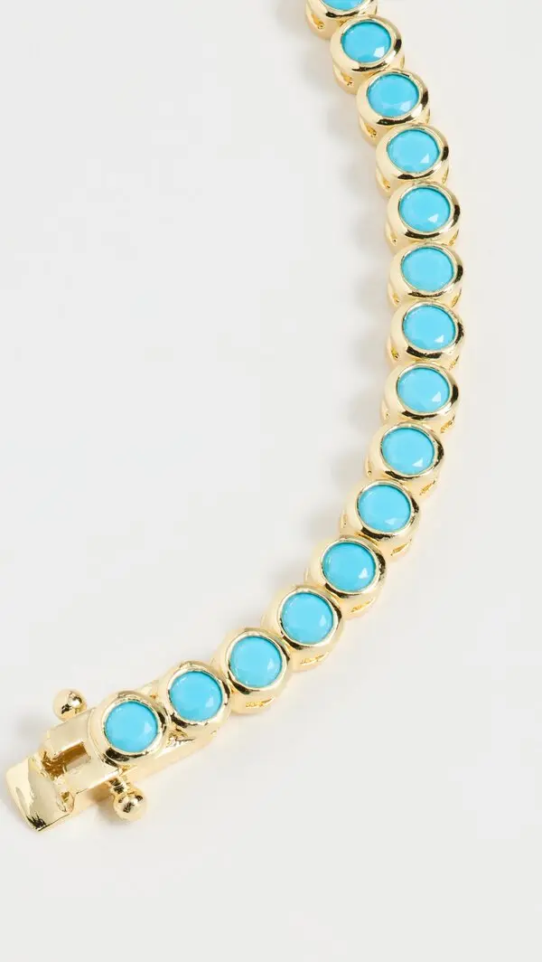 ADINA EDEN Cz Bezel Tennis Bracelet - Turquoise