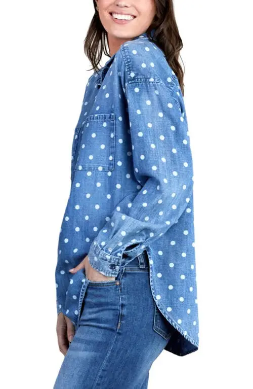 BILLY T Dot Print Denim Popover Shirt