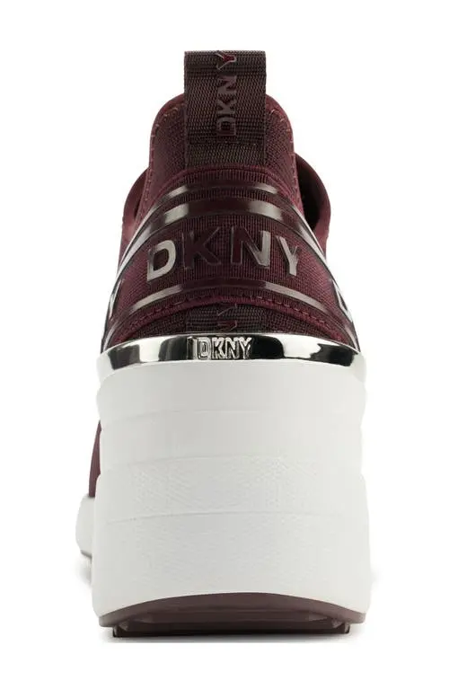 Dkny Keeva Knit Wedge Sneakers - Wine