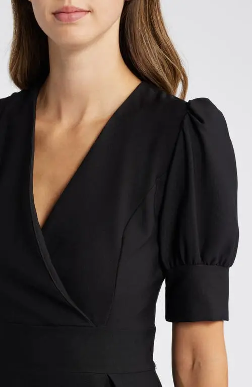 Nikki Lund Erin Wrap Bodice Fit & Flare Dress - Black | Editorialist