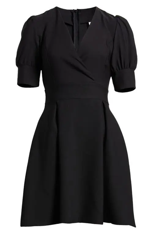 Nikki Lund Erin Wrap Bodice Fit & Flare Dress - Black | Editorialist