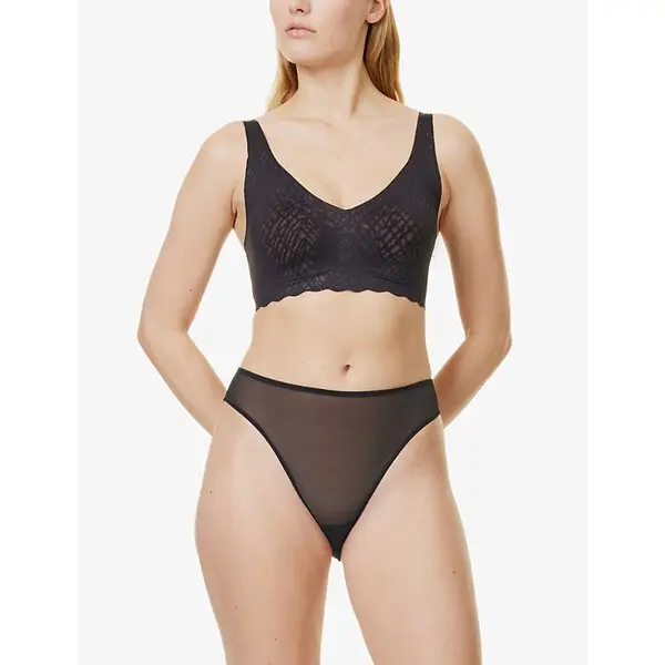 SLOGGI Zero Feel Stretch-woven Bralette - Black
