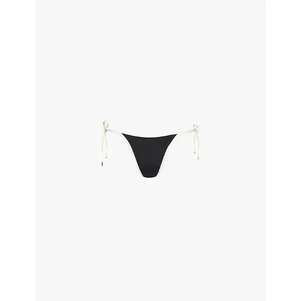 Monday Swimwear Palma Self-tie Bikini Bottom - Black/ivory Rec