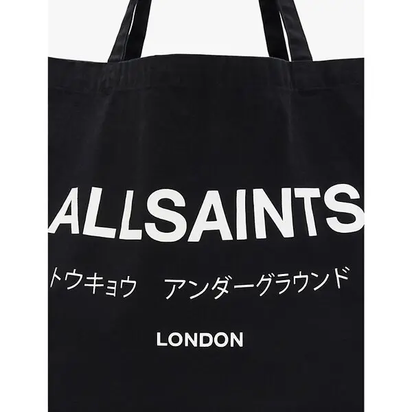 ALLSAINTS Logo-print Cotton Tote Bag - Black/chalk