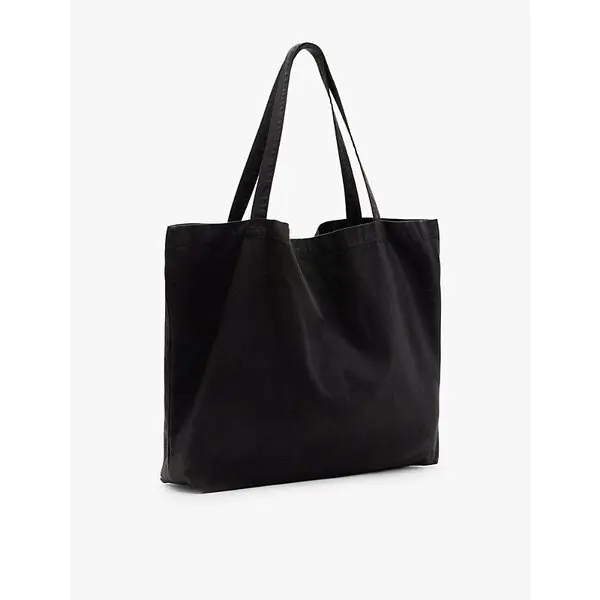 ALLSAINTS Logo-print Cotton Tote Bag - Black/chalk