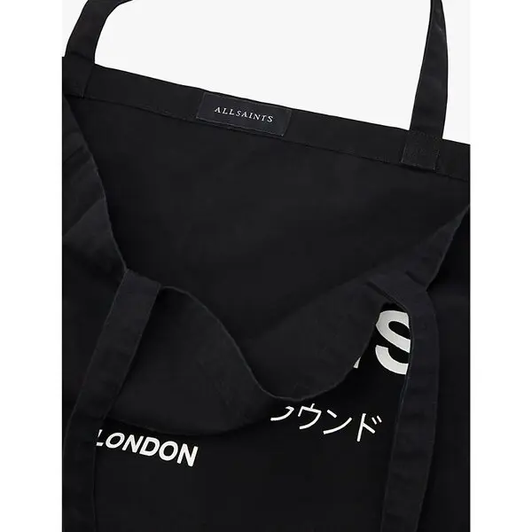 ALLSAINTS Logo-print Cotton Tote Bag - Black/chalk
